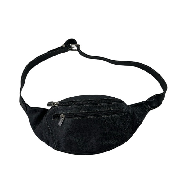 Roots | Bags | Roots Canada Black Leather Double Zipper Bag Fanny Pack ...